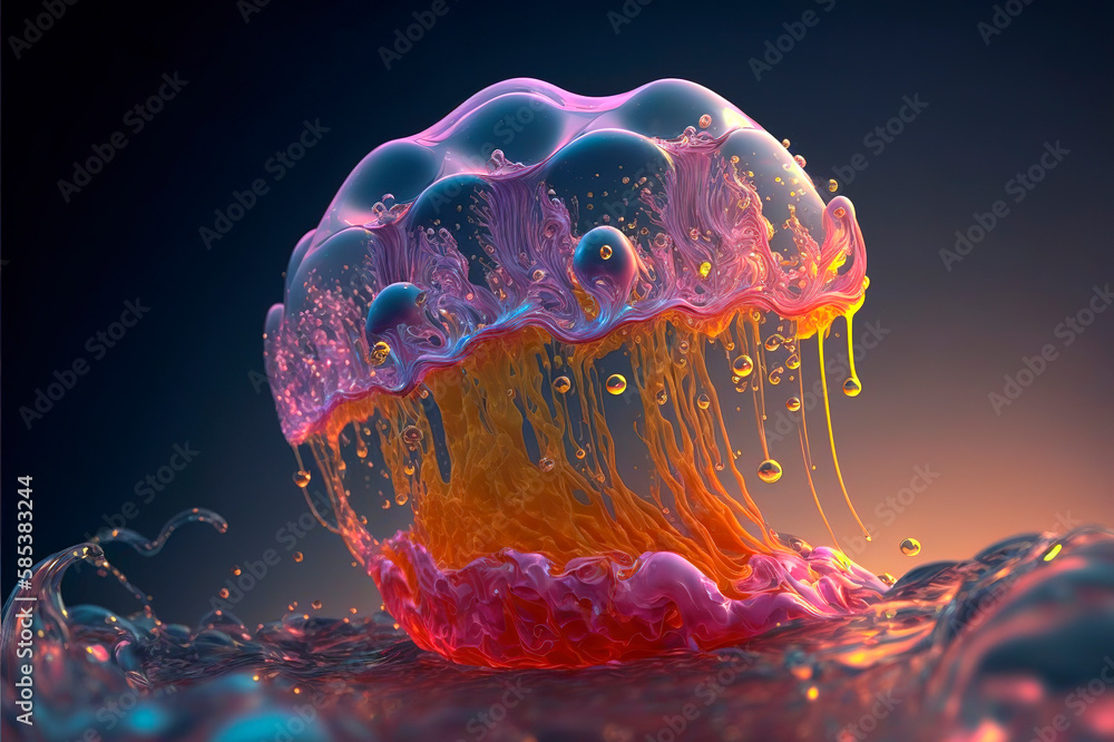 experimental transparent backdrop texture with pink and orange viscous ...