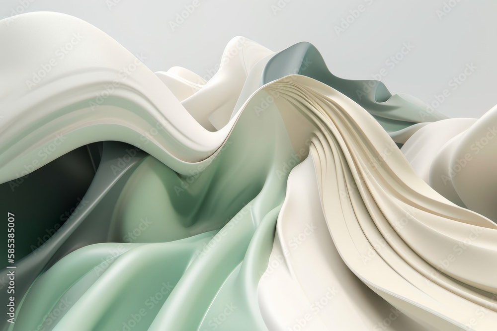 Smooth Cream and Sage Green Twisted Waves in Modern Minimalist Design ...