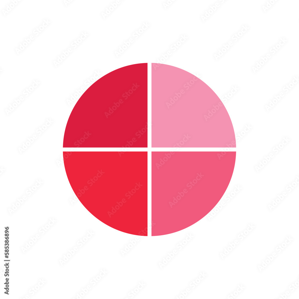 Four parts of circle. Pie chart with four same size sectors. Vector ...