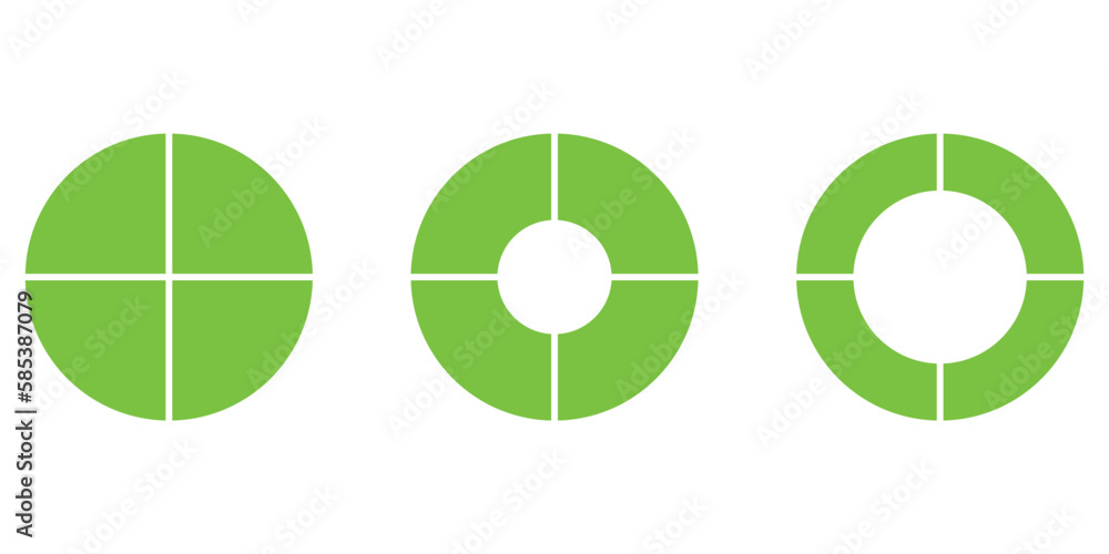 Set of four parts of circle. Pie chart with four same size sectors ...