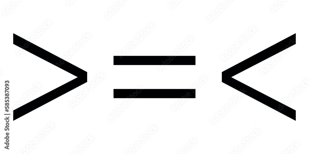 Less than greater than and equal symbol in mathematics. inequality ...