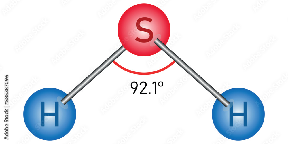 Póster Hydrogen sulfide (H2S) molecule diagram. – Cuadro para Pared | Posters.es