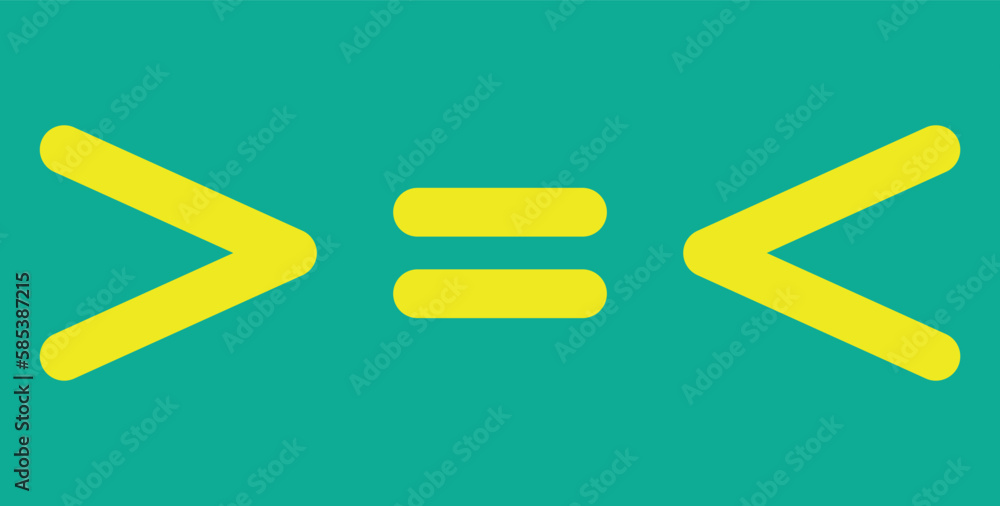 Less than greater than and equal symbol in mathematics. inequality ...