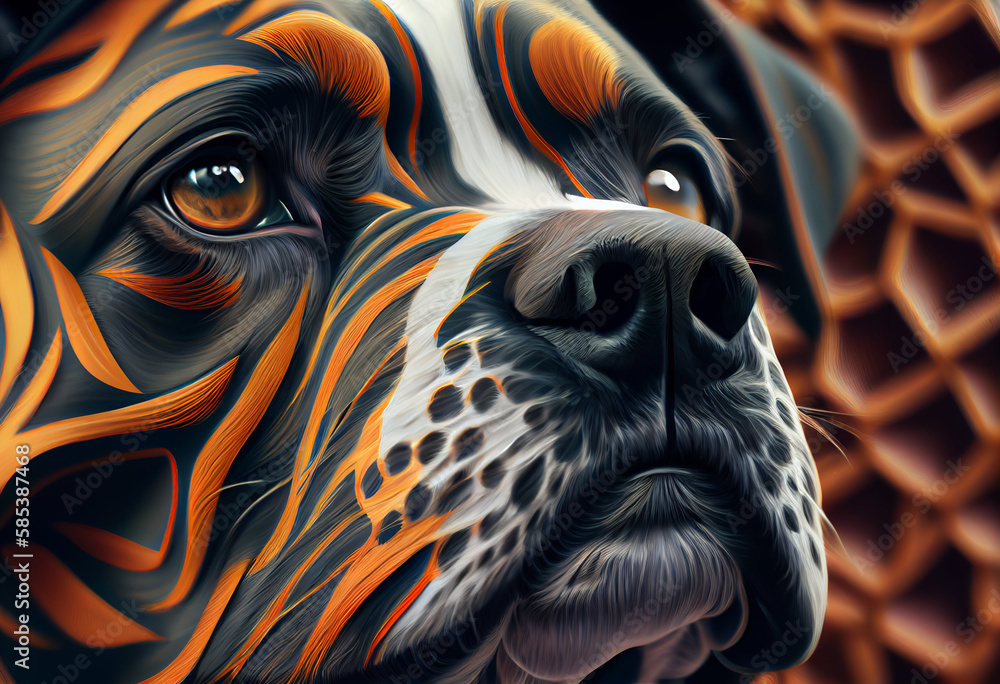 A complex, multi-layered pattern of interlocking shapes that resembles ...