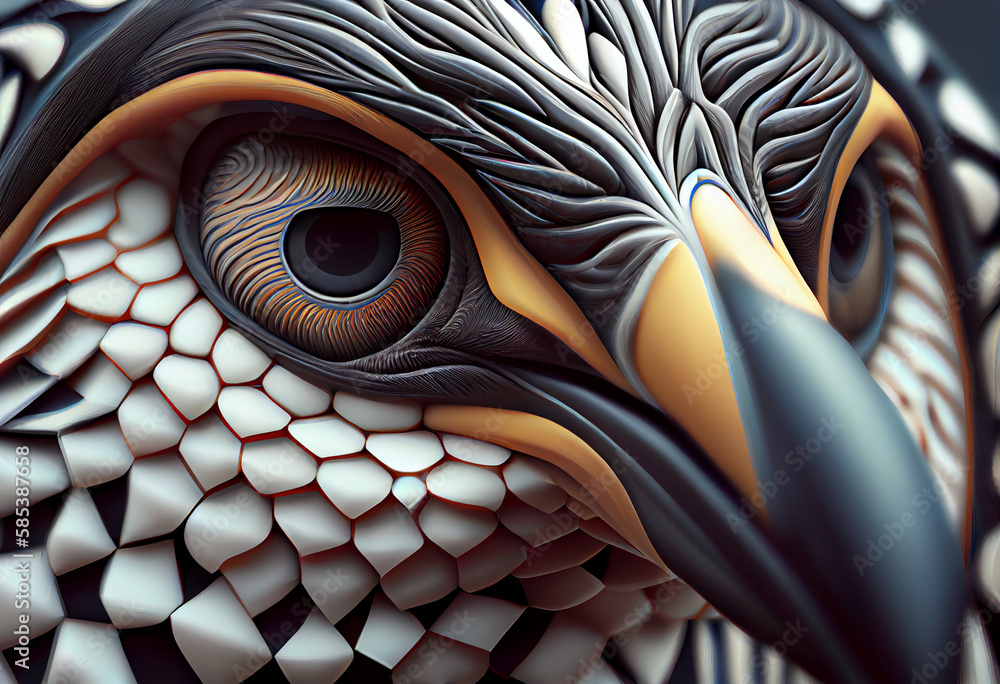 A complex, multi-layered pattern of interlocking shapes that resembles ...