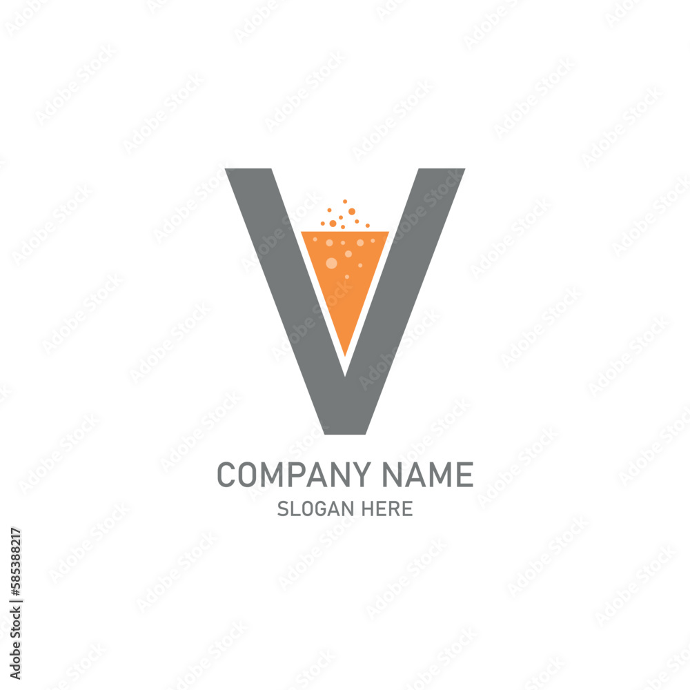 V letter laboratory logo. Medical lab logo. Chemical bottles symbol ...