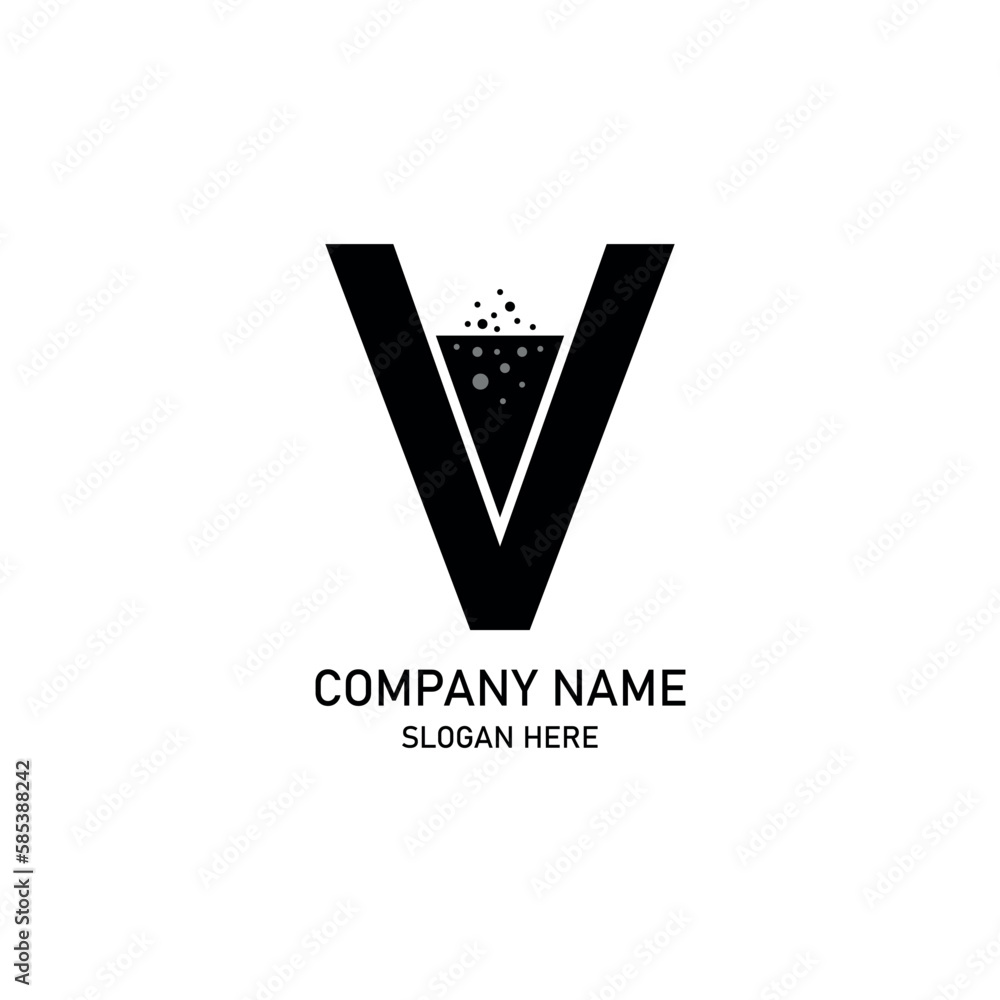 V letter laboratory logo. Medical lab logo. Chemical bottles symbol ...