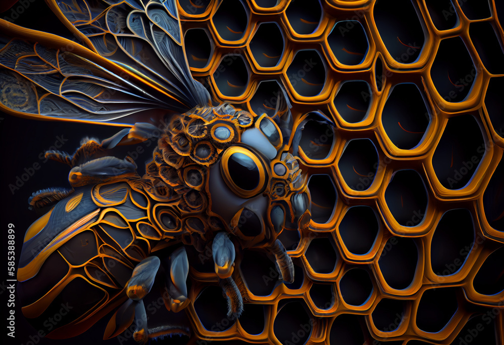 A complex, multi-layered pattern of interlocking shapes that resembles ...