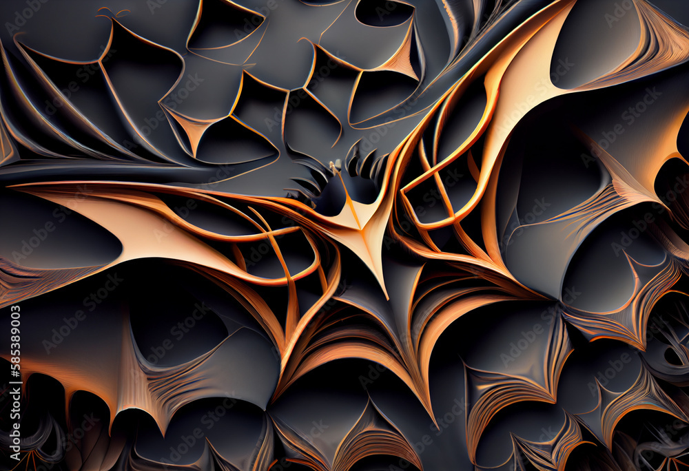 A complex, multi-layered pattern of interlocking shapes that resembles ...