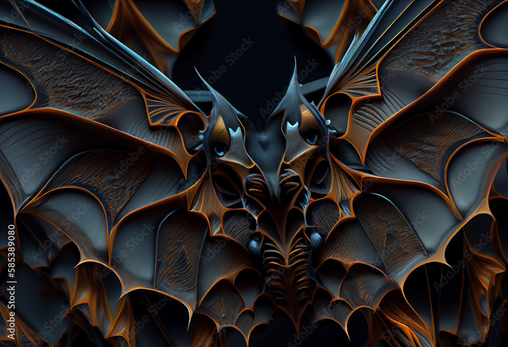 A complex, multi-layered pattern of interlocking shapes that resembles ...