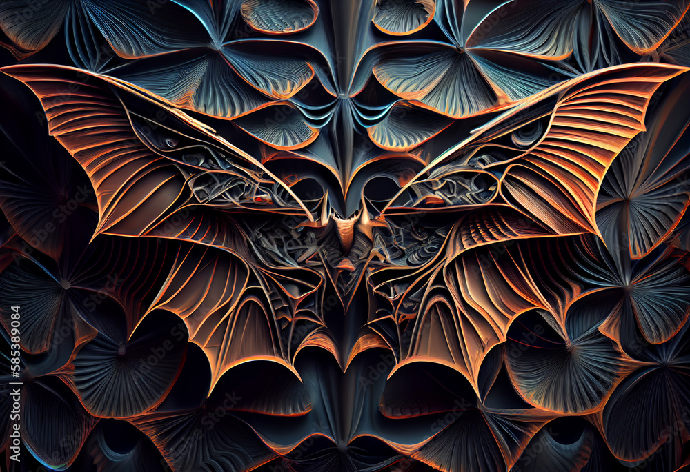 A complex, multi-layered pattern of interlocking shapes that resembles ...