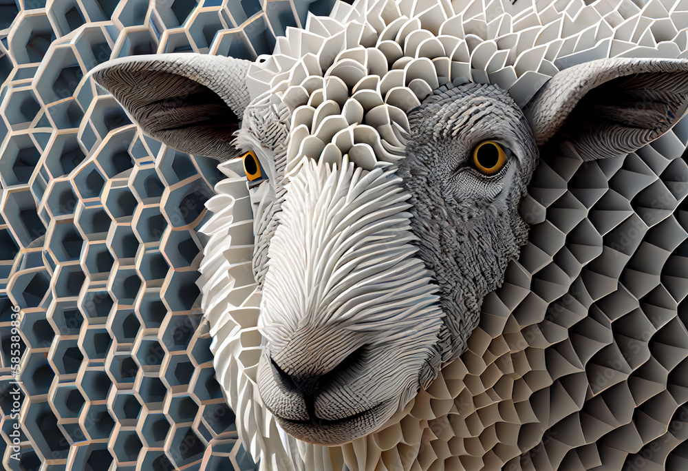 A complex, multi-layered pattern of interlocking shapes that resembles ...