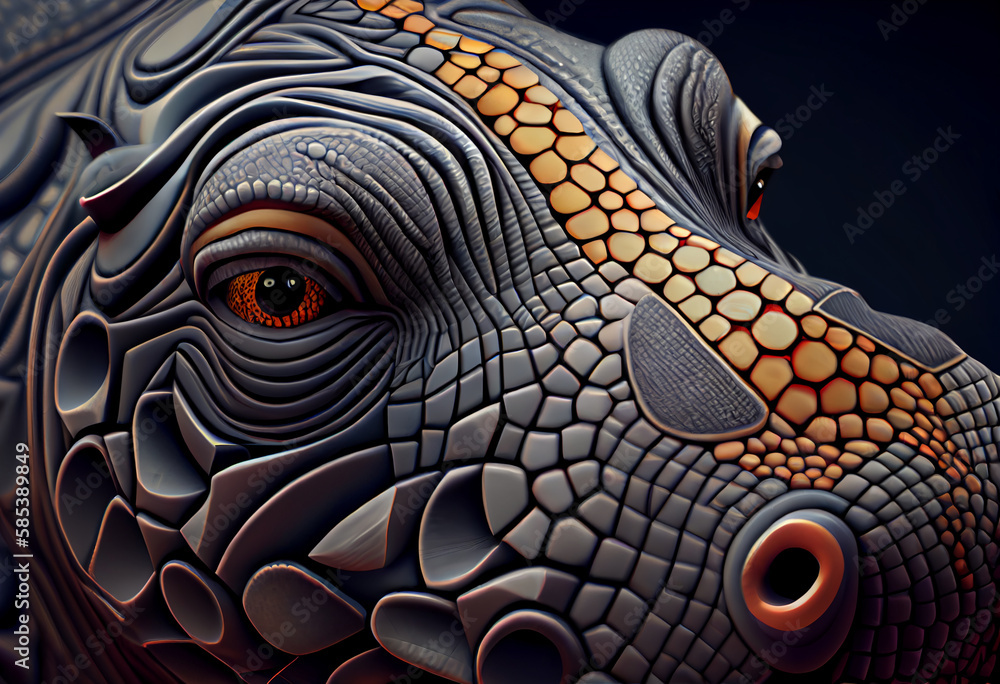 A complex, multi-layered pattern of interlocking shapes that resembles ...