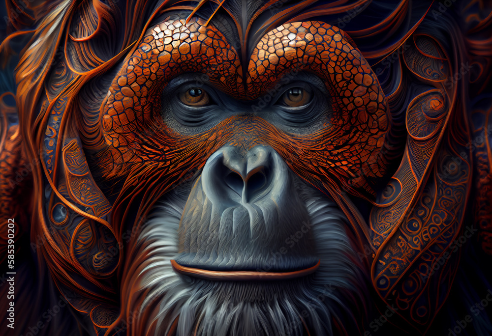 A complex, multi-layered pattern of interlocking shapes that resembles ...