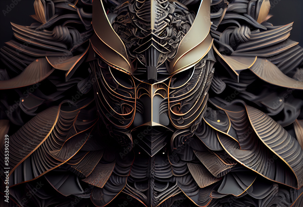 A complex, multi-layered pattern of interlocking shapes that resembles ...