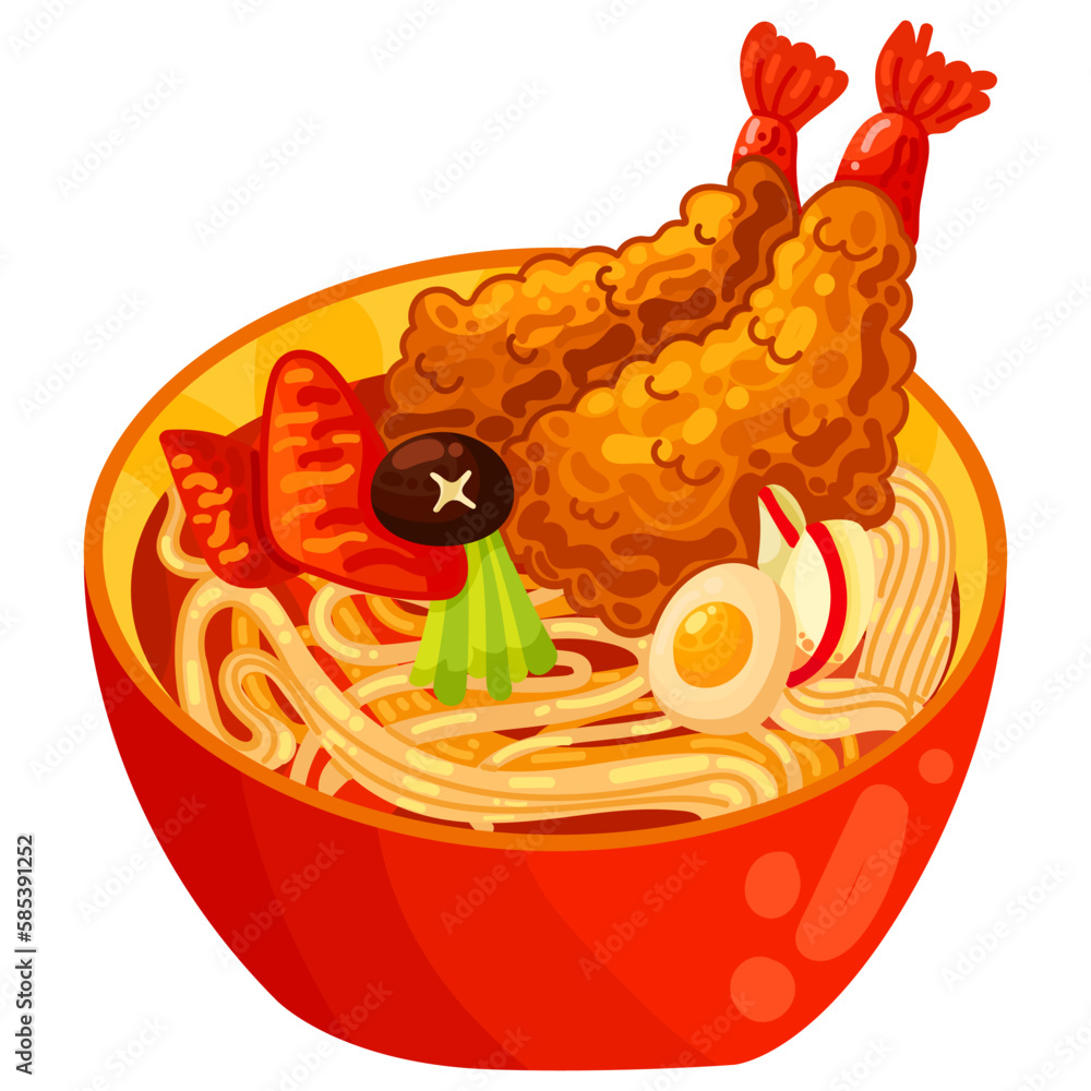 Traditional hokkien mee noodles singapore illustration vector. Asian ...