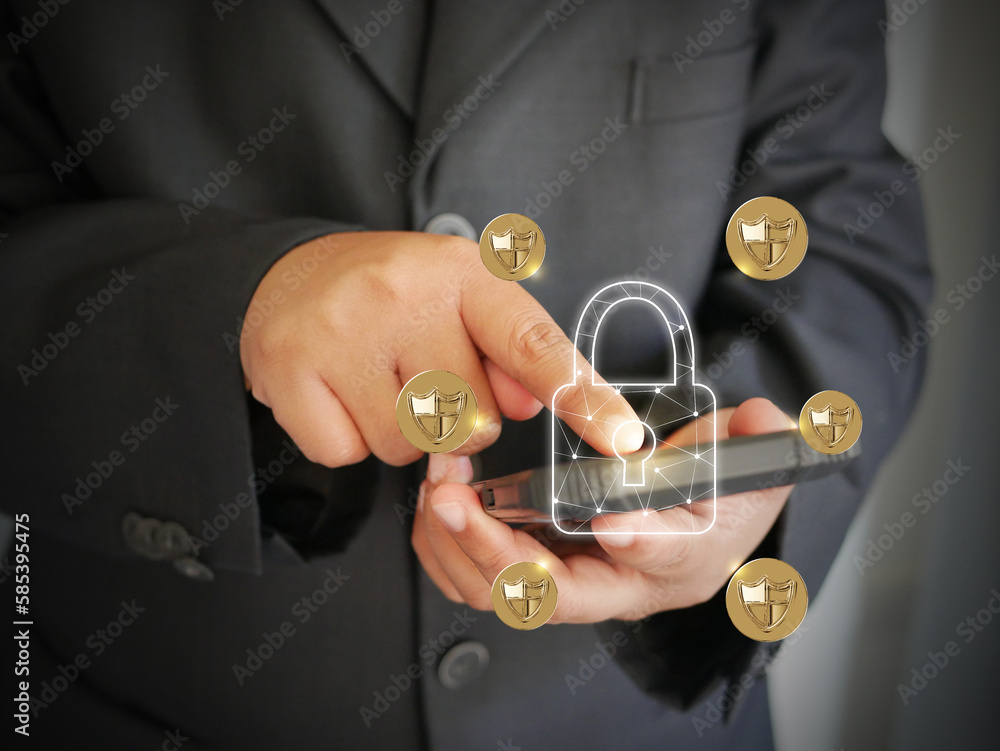 Foto de Phone password lock for mobile cyber security or login ...