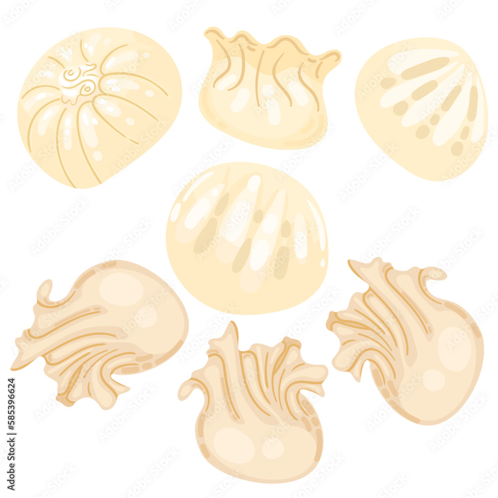 Cute cartoon dumplings vector drawing. Traditional chinese dumplings ...