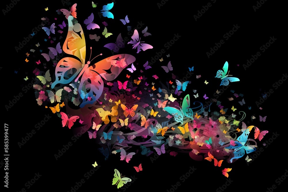 Colorful music notes with butterflies isolated vector illustration ...