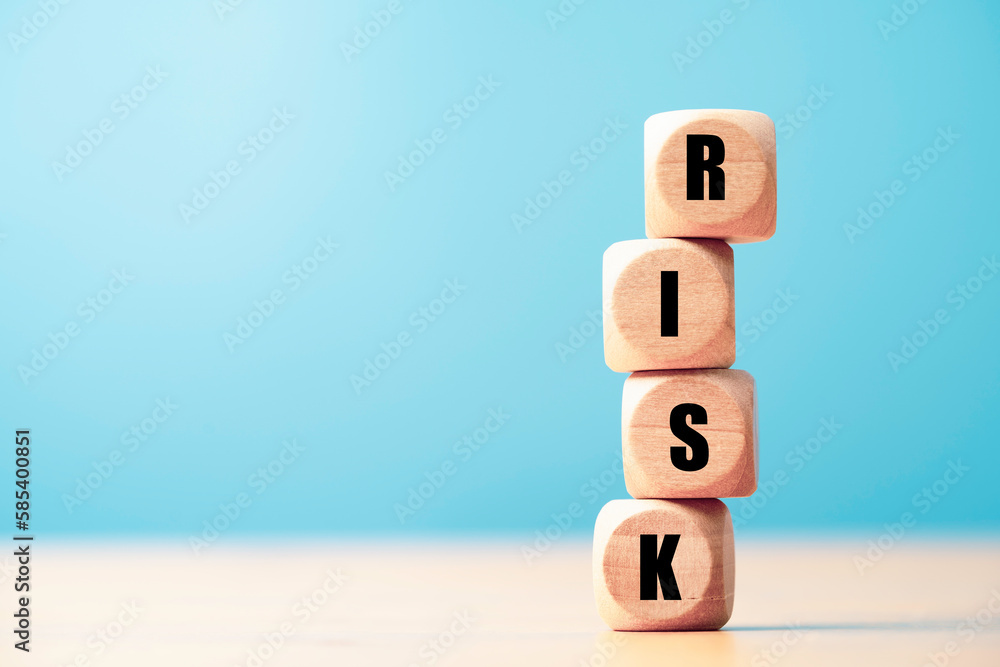 Risk wording print screen on wooden block cube for financial banking ...