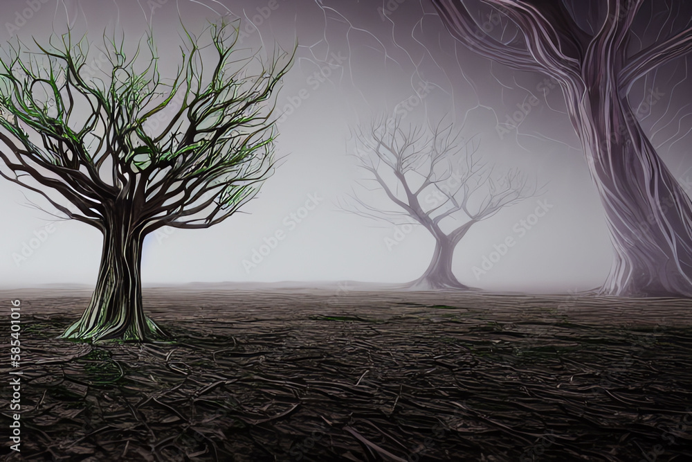 surreal elysian tree of white snakes iridescent veins in the desert ...