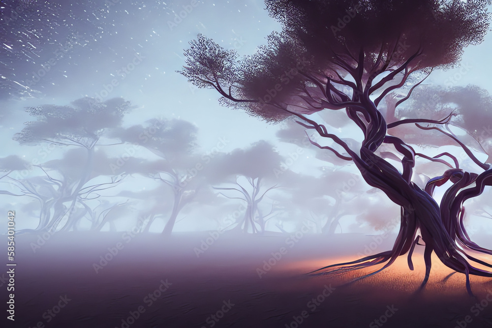 surreal elysian tree of white snakes iridescent veins in the desert ...