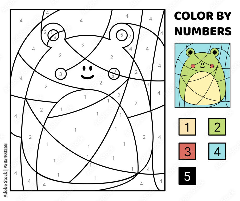 Frog. Color by number. Squishmallow. Coloring page. Game for kids ...