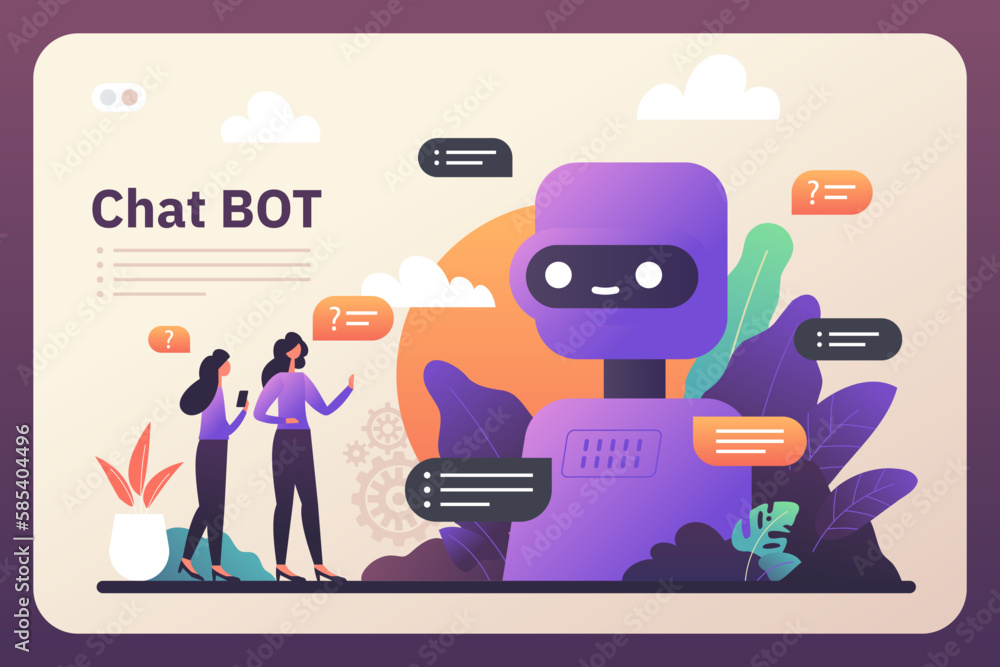 Chatbot robot providing online assistance. Chat GPT conversation with a ...