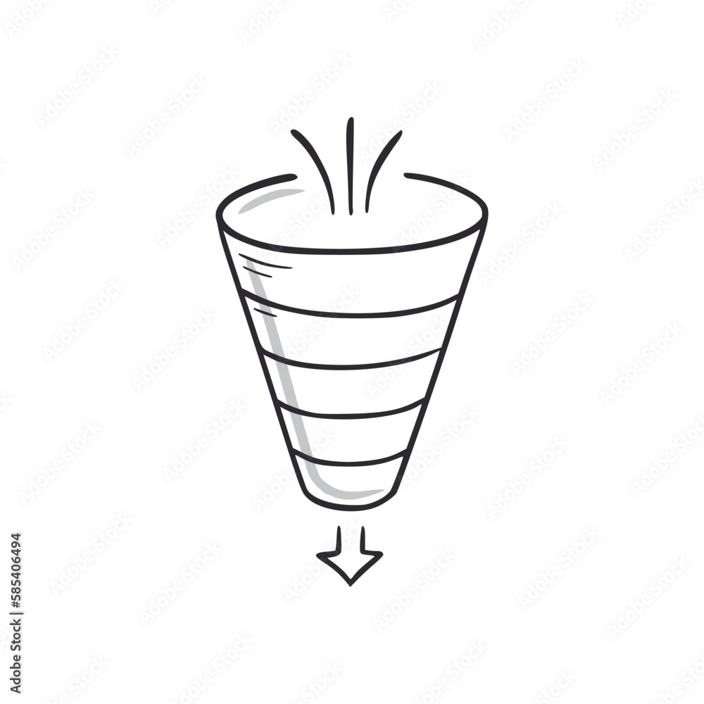 Sale, marketing funnel doodle. Funnel conversion hand drawn sketch ...