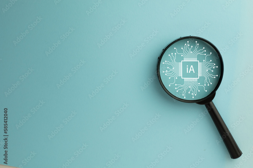 Ai(Artificial Intelligence) concept.,,magnifier glass with Ai Data and ...