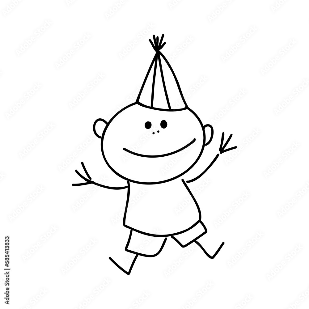 doodle kid, outline cartoon vector drawing child vector Stock Vector ...