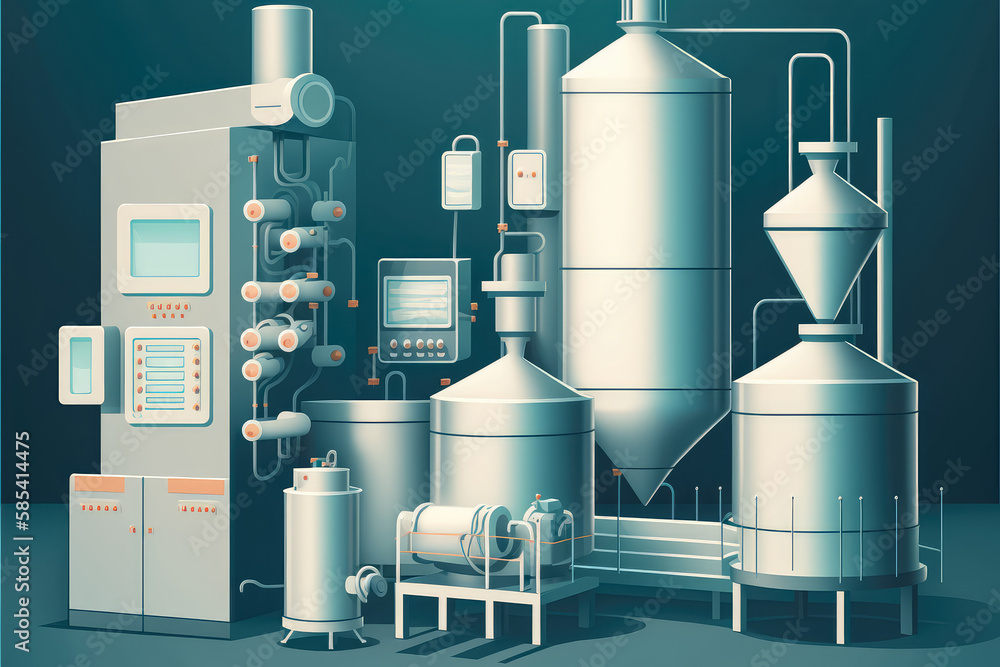vector style illustration of a sterile and high-tech pharmaceutical ...