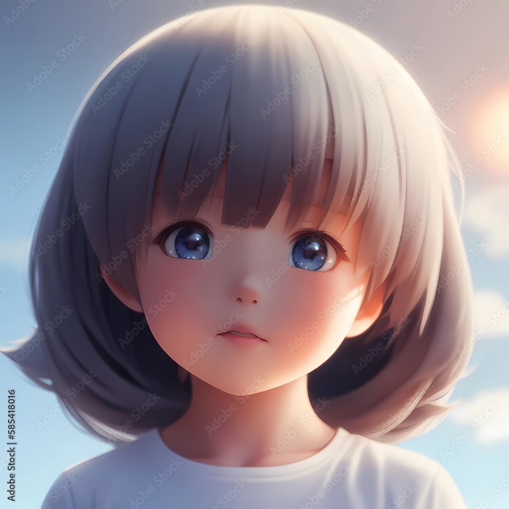 Anime girl little white , people, Background artwork digital art ...