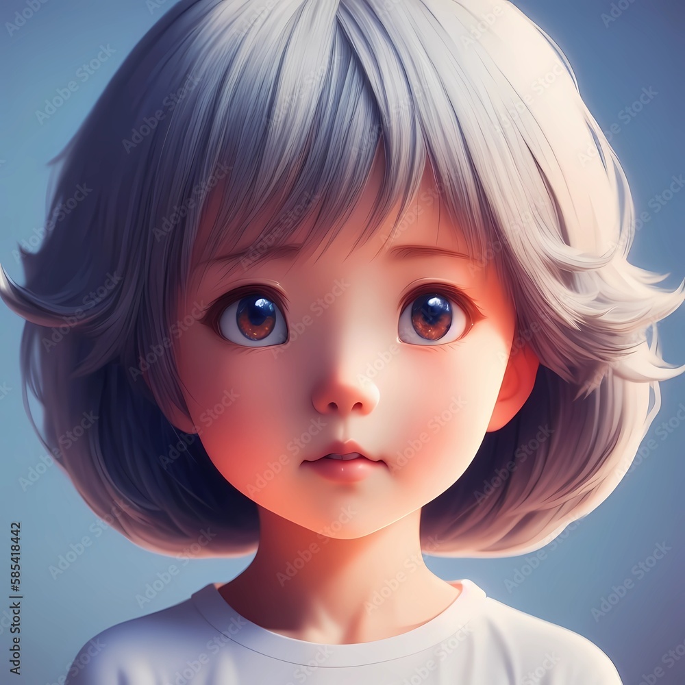 Anime girl little white , people, Background artwork digital art ...