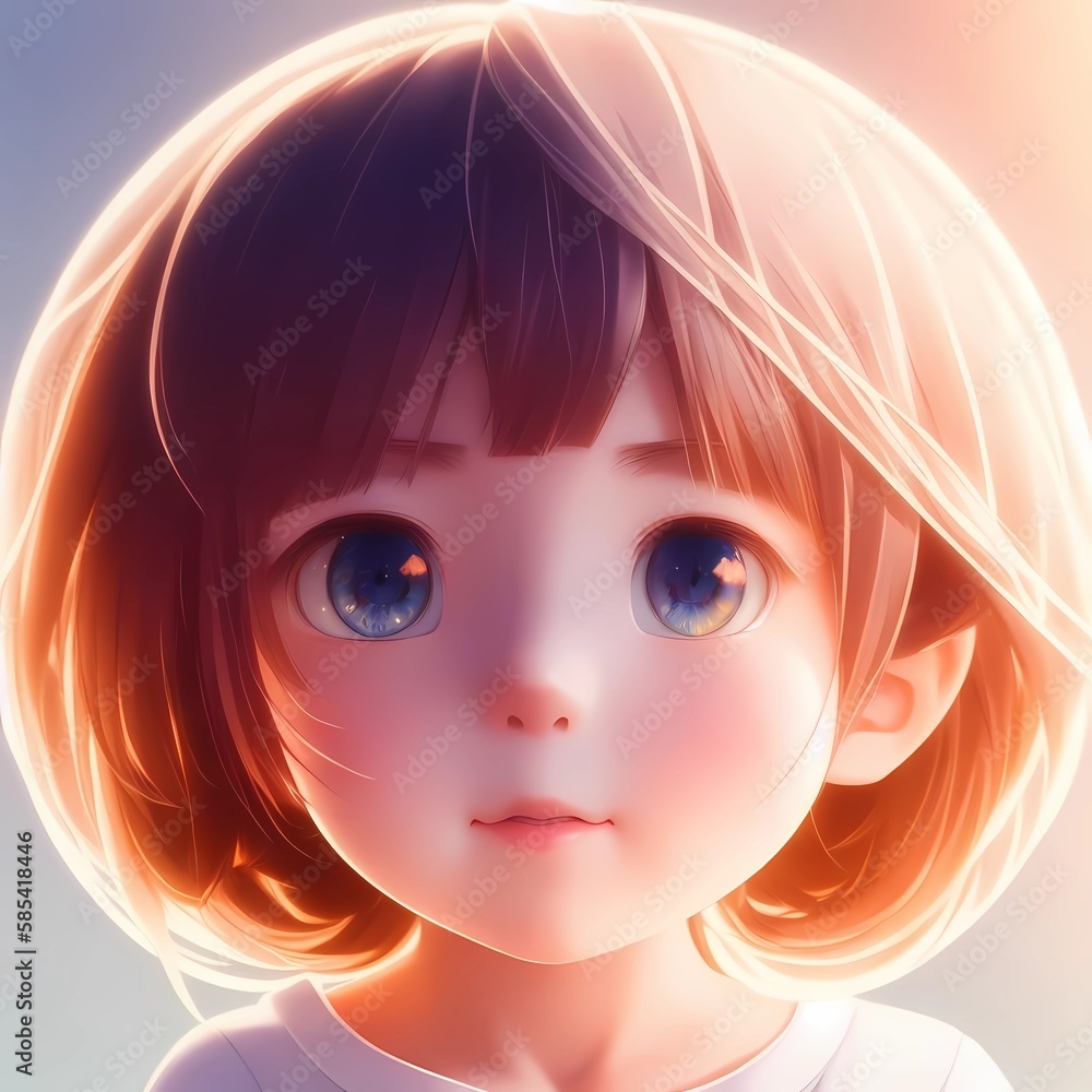 Ilustracja Stock: Anime girl little white , people, Background artwork ...