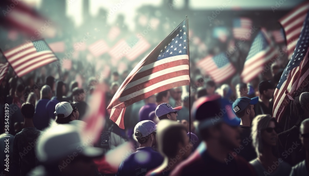 Background blur of crowd at political rally in the United States ...