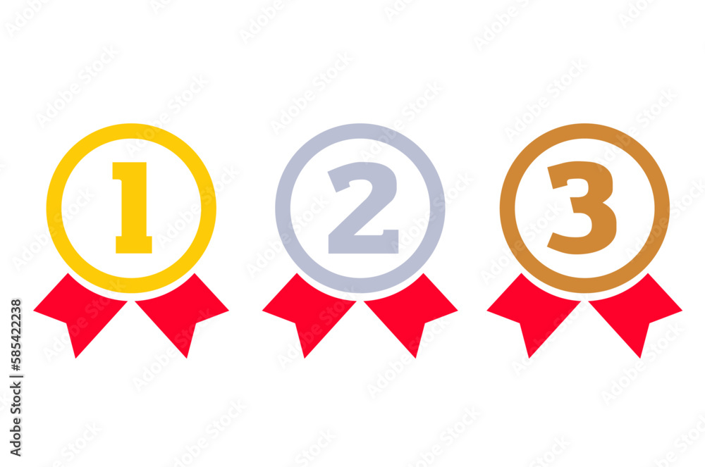 1st, 2nd, 3rd places. Gold, silver, bronze medal silhouette. First ...