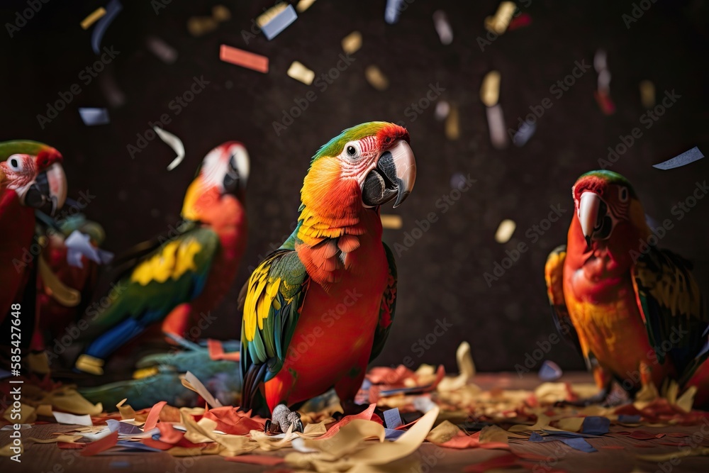 Party Animals: Celebrating with Vibrant Parrots at a Birthday Bash ...