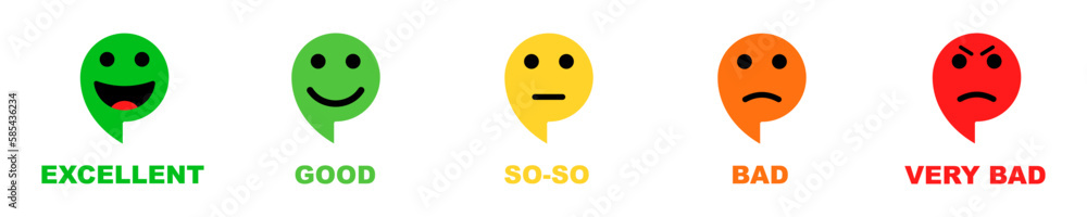 Set of rating scale vector icons. Feedback excellent, good, so-so and ...