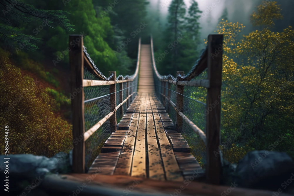 Tropical Tree-lined Path with Long Bridge. Created with generative ...