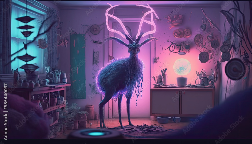 Cyberpunk Bioluminescent Version of Princess Mononoke reimagined by Wes ...