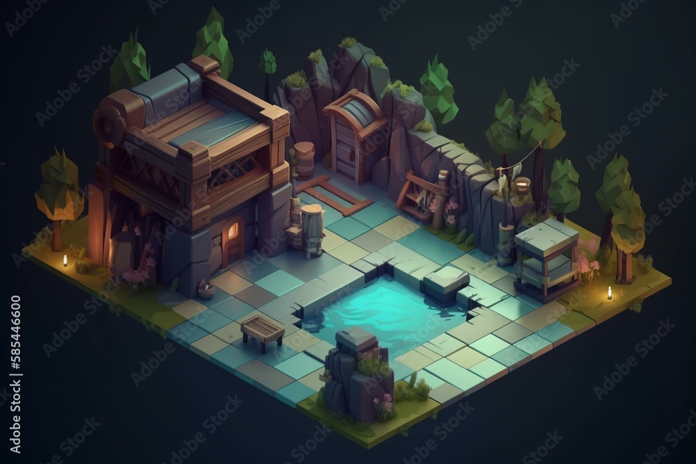 Isometric Environment Game Design Concept Art. Generative AI Stock ...