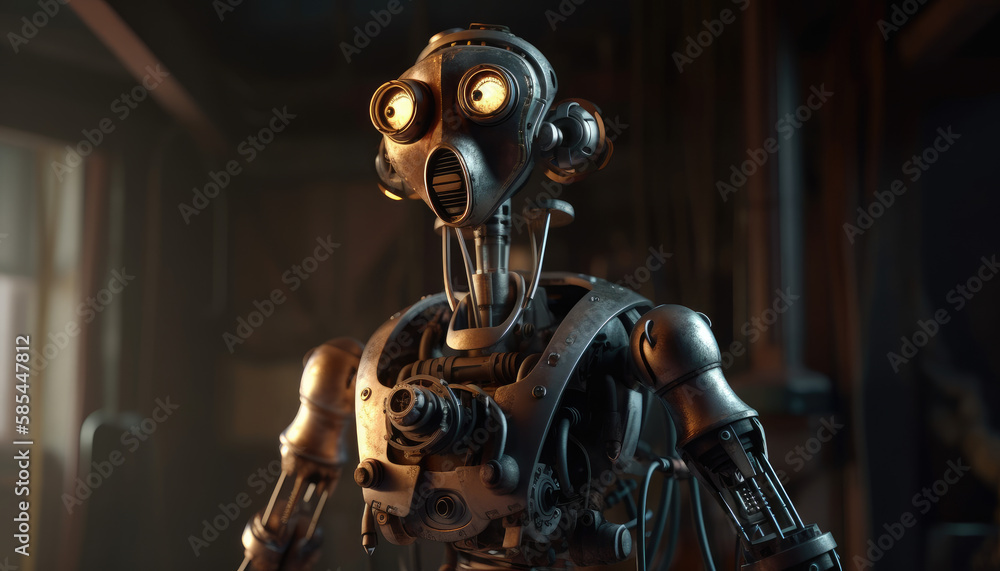 fictional fantasy dieselpunk cyborg Stock Illustration | Adobe Stock