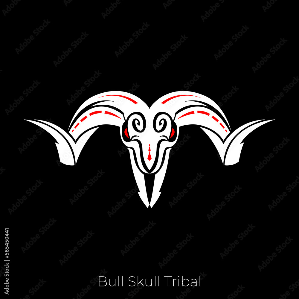 Goat head skull logo design. Scary goat tribal illustration. Tribal ...