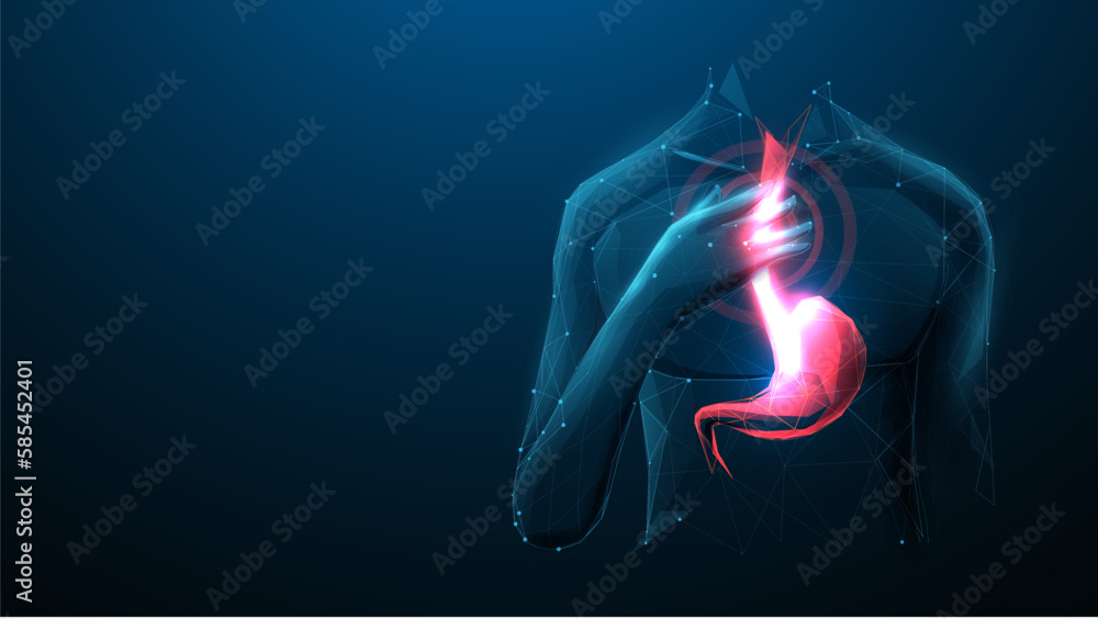 Acid Reflux, Heartburn, GERD. Humans suffer from heartburn. Low ...