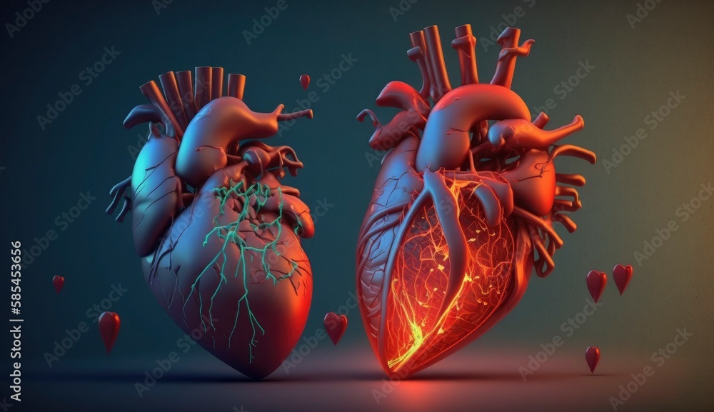 Human heart, 3d realistic isolated. Anatomically correct heart with ...
