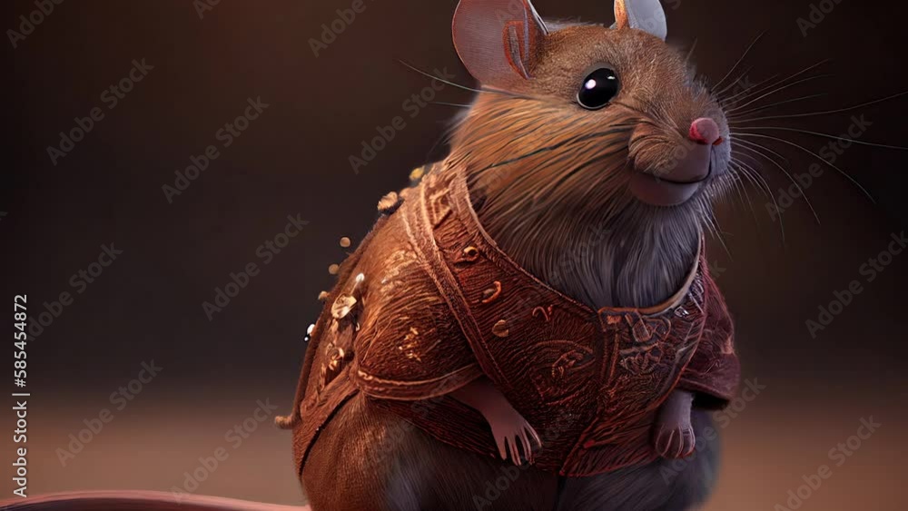 The small rat wearing the hard metal cloth that is worn by castle ...