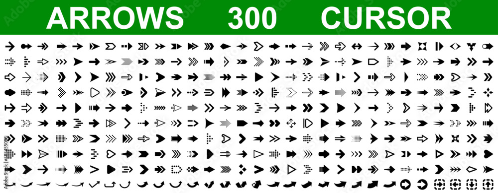 Set 300 arrow icons, collection different arrows sign, set different ...