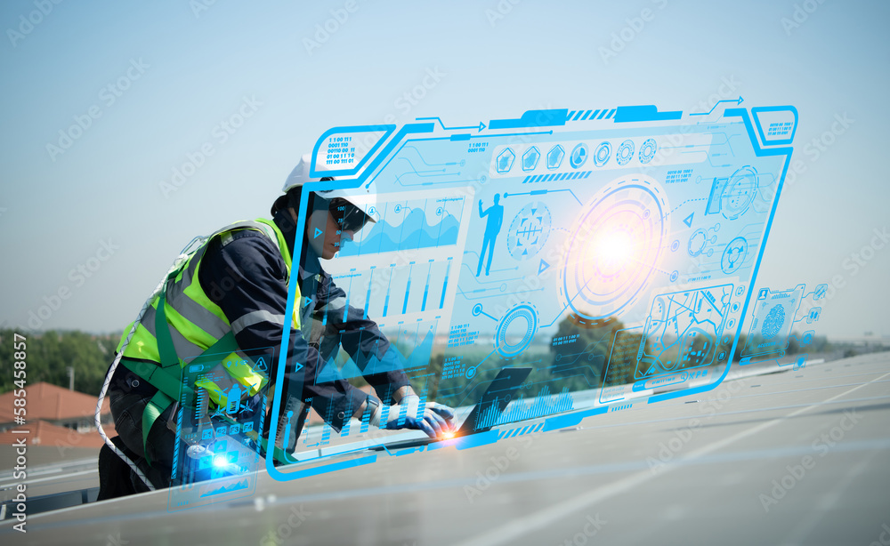 Foto de Engineer responsible for installing solar panels Use technology ...