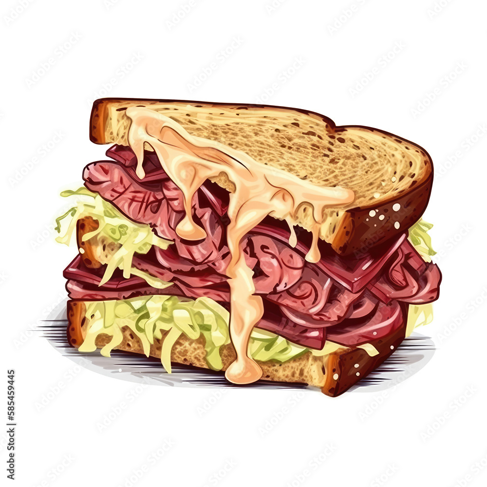 Logo Reuben Sandwich on Isolated Tansparent Background, png. Generative ...